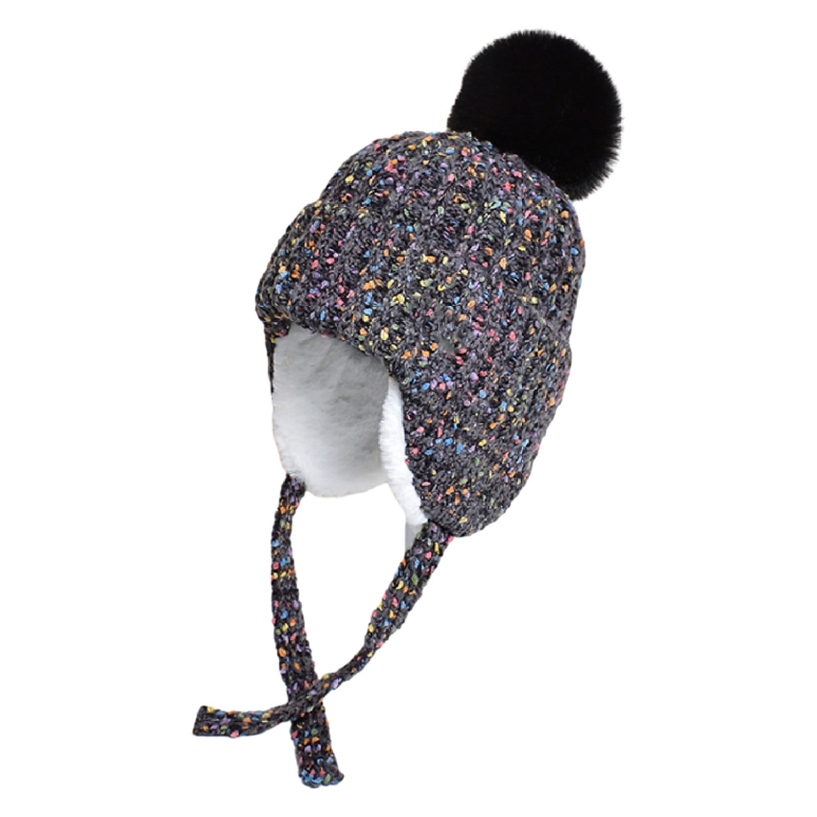 Ehtmsak Warm Winter Wool Hat Fleece Inside Cap Hand Knit Woven Ear