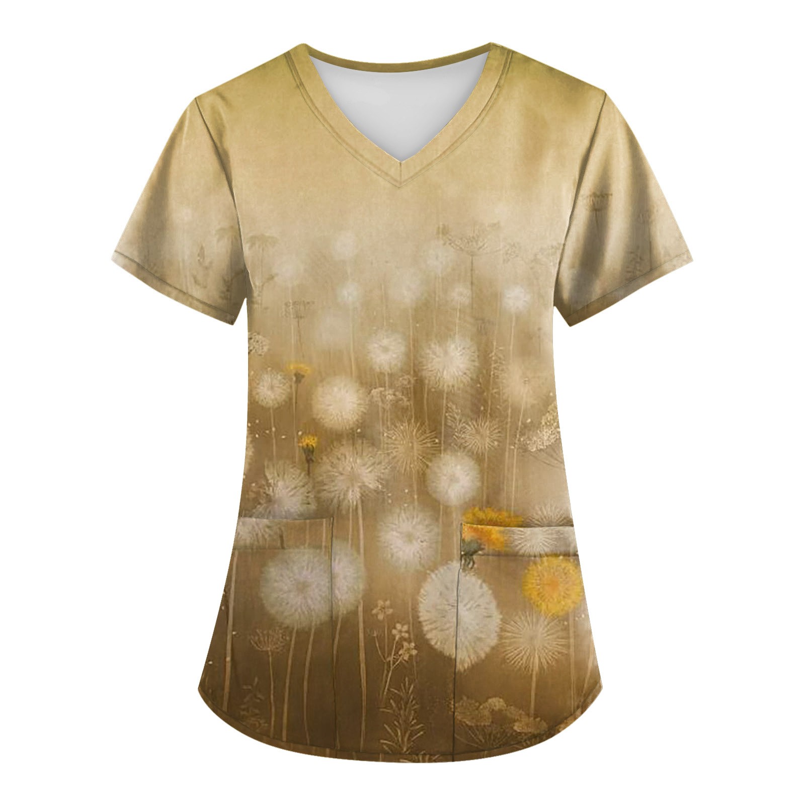 EHTMSAK Women Nursing Scrubs Tops with Pocket Floral Nurse Working ...