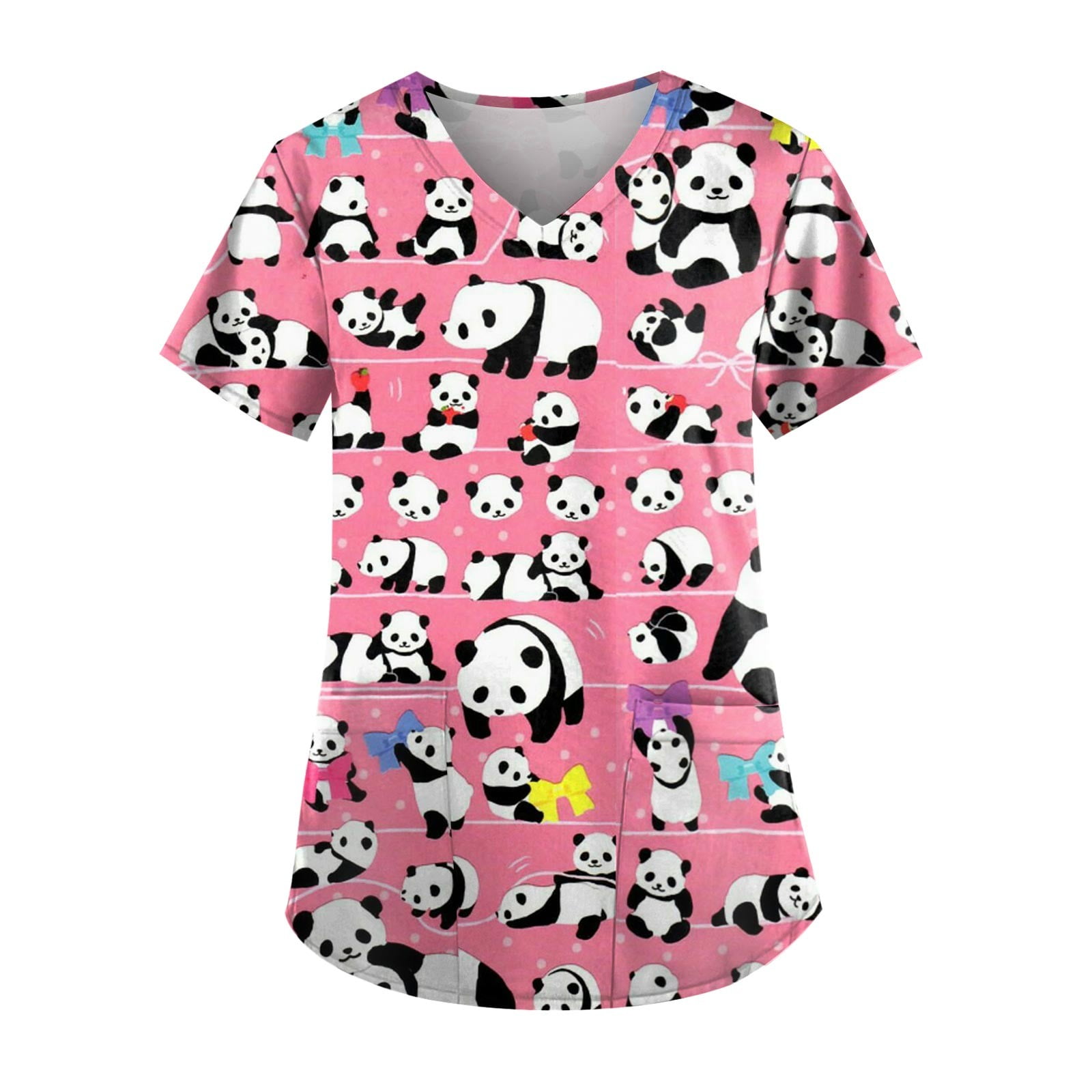 EHTMSAK Women's Panda Scrub Uniform Sets Jogger Cartoon Trendy Casual ...