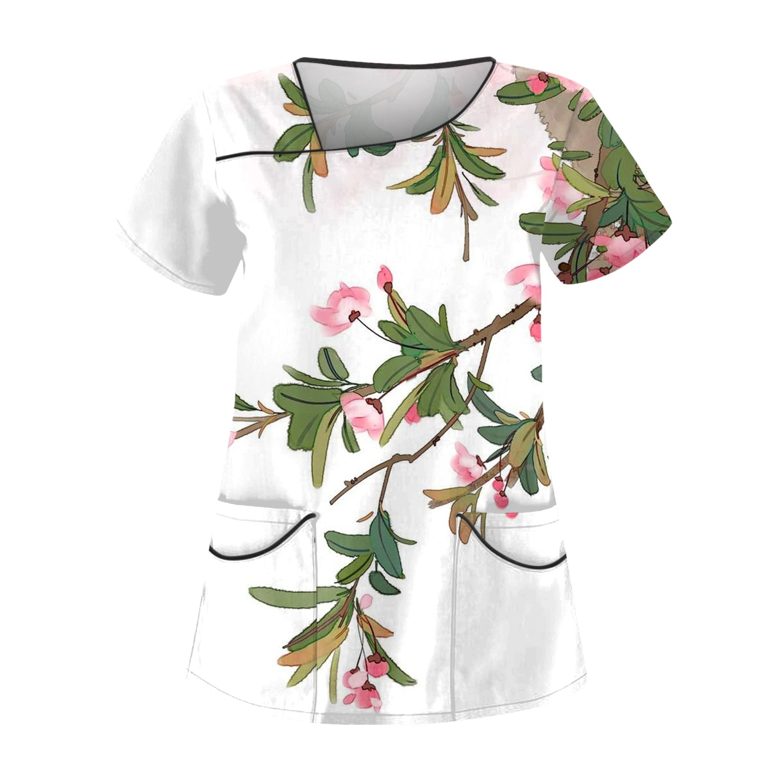 EHTMSAK Women's Working Uniform Nursing Uniform Scrubs Top with Pocket ...