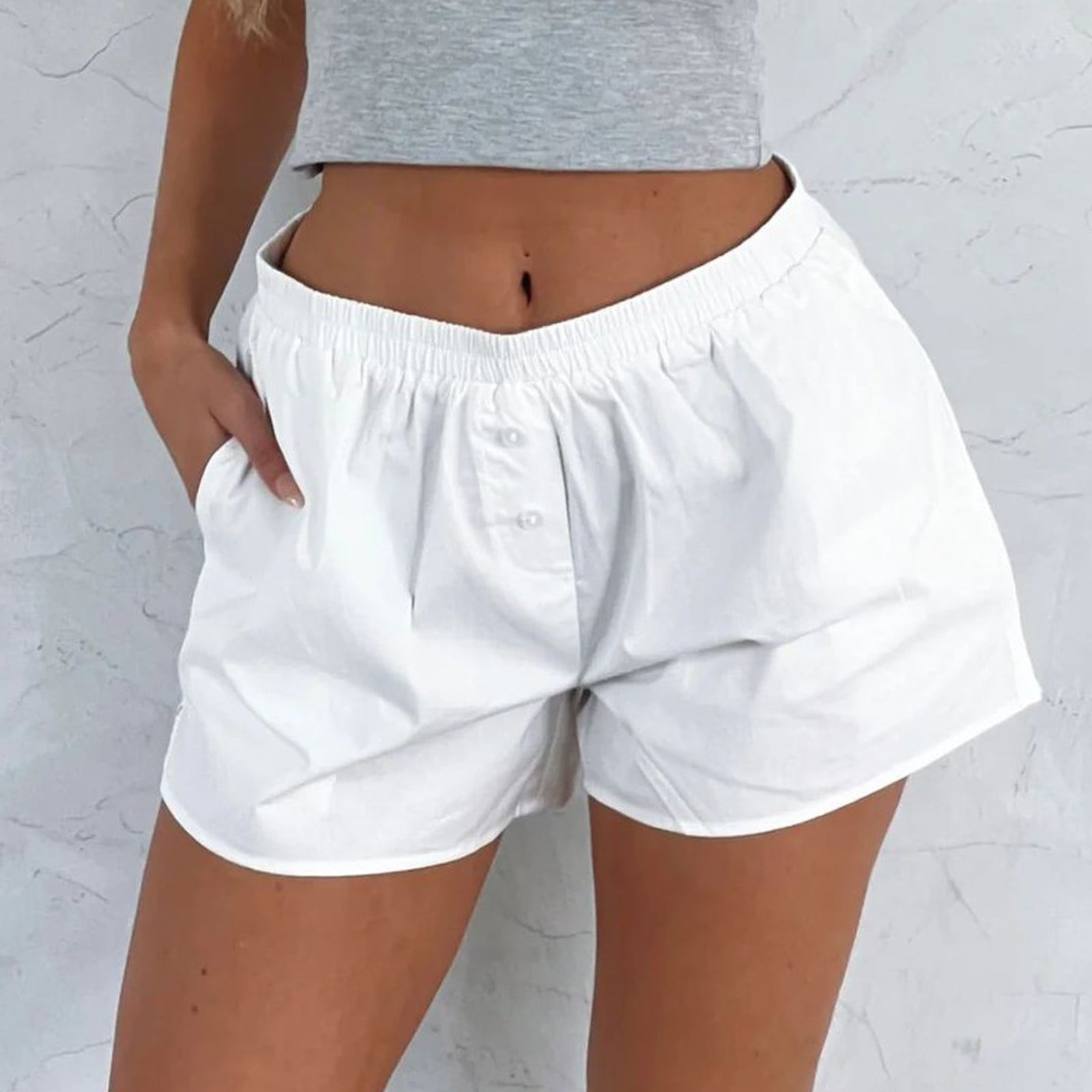 EHTMSAK Womens Character Pajama Boxer Shorts Plaid Striped Wide Leg ...