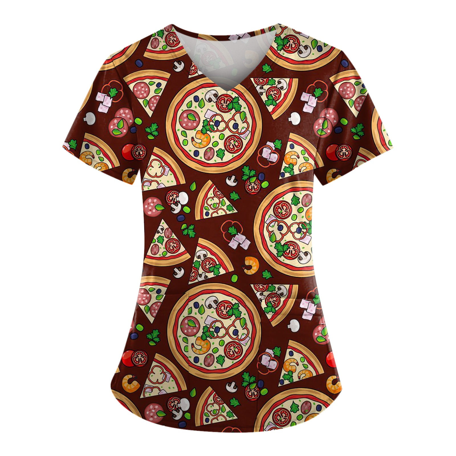 EHTMSAK Womens Doughnut Scrub Bottoms Cartoon V Neck with Pocket Short ...