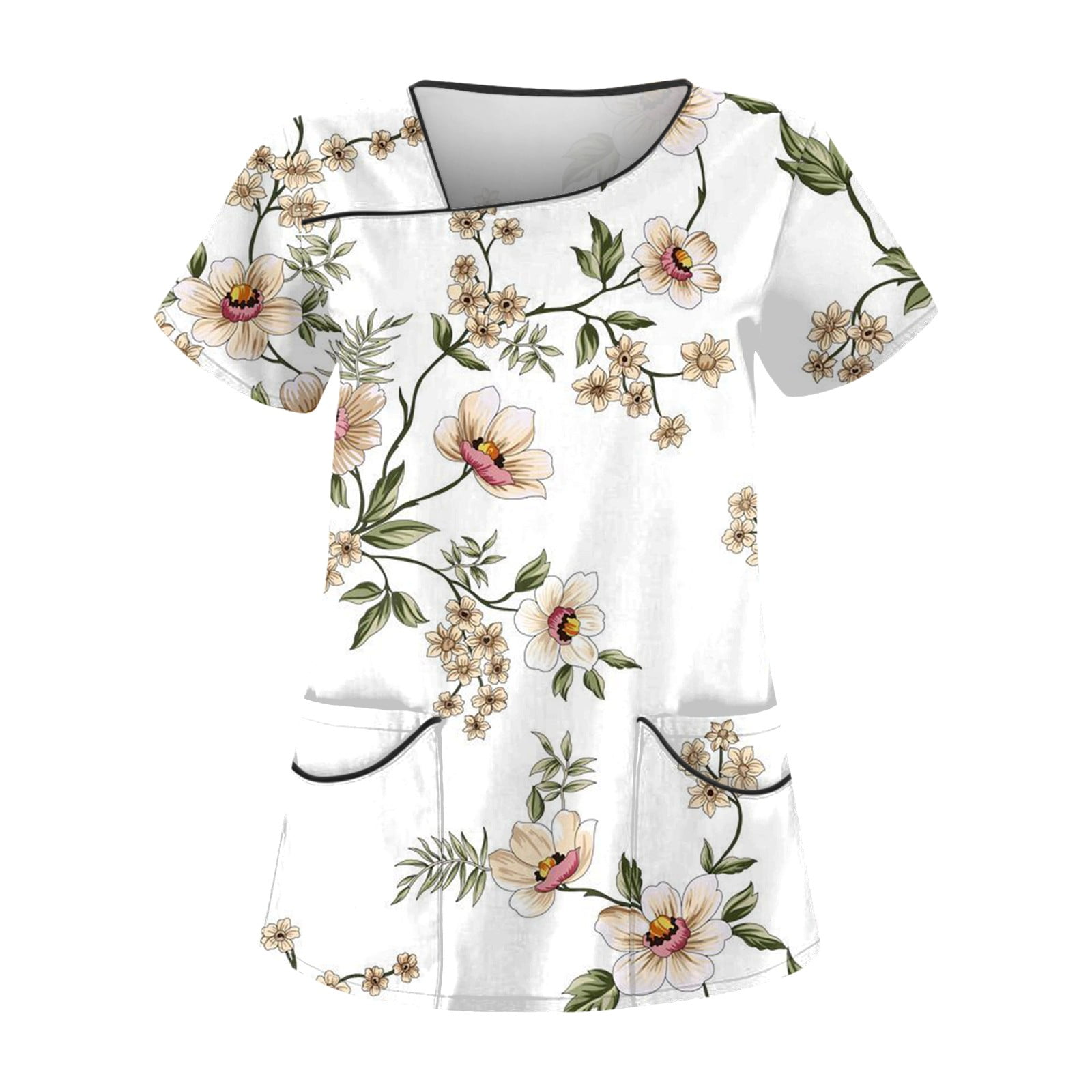 EHTMSAK Womens Scrubs Tops Xi with Pocket Floral Women's Working ...