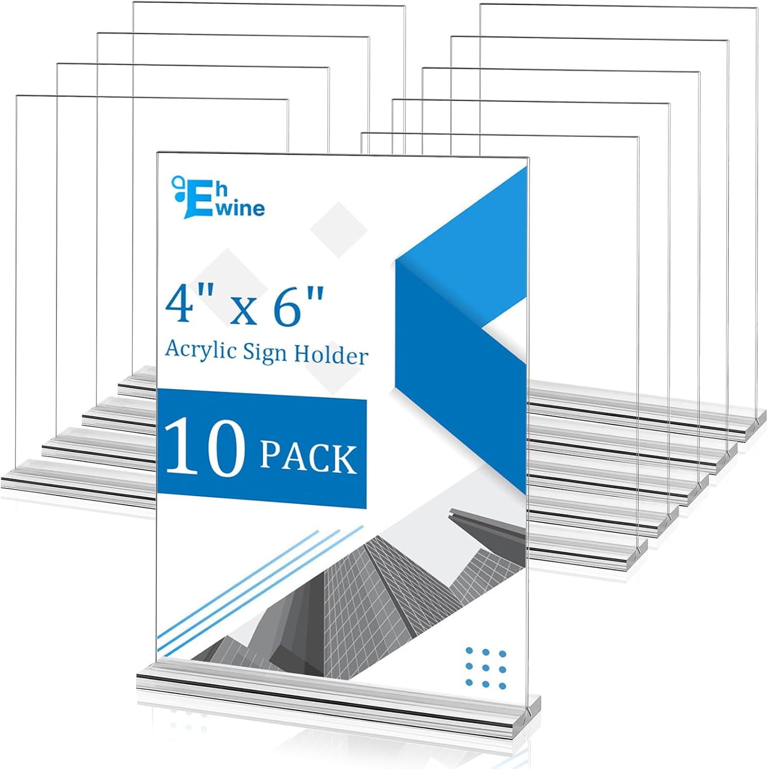 EHWINE 10 Pack Acrylic Sign Holder 4x6, Double-Sided Stand up Table Top ...