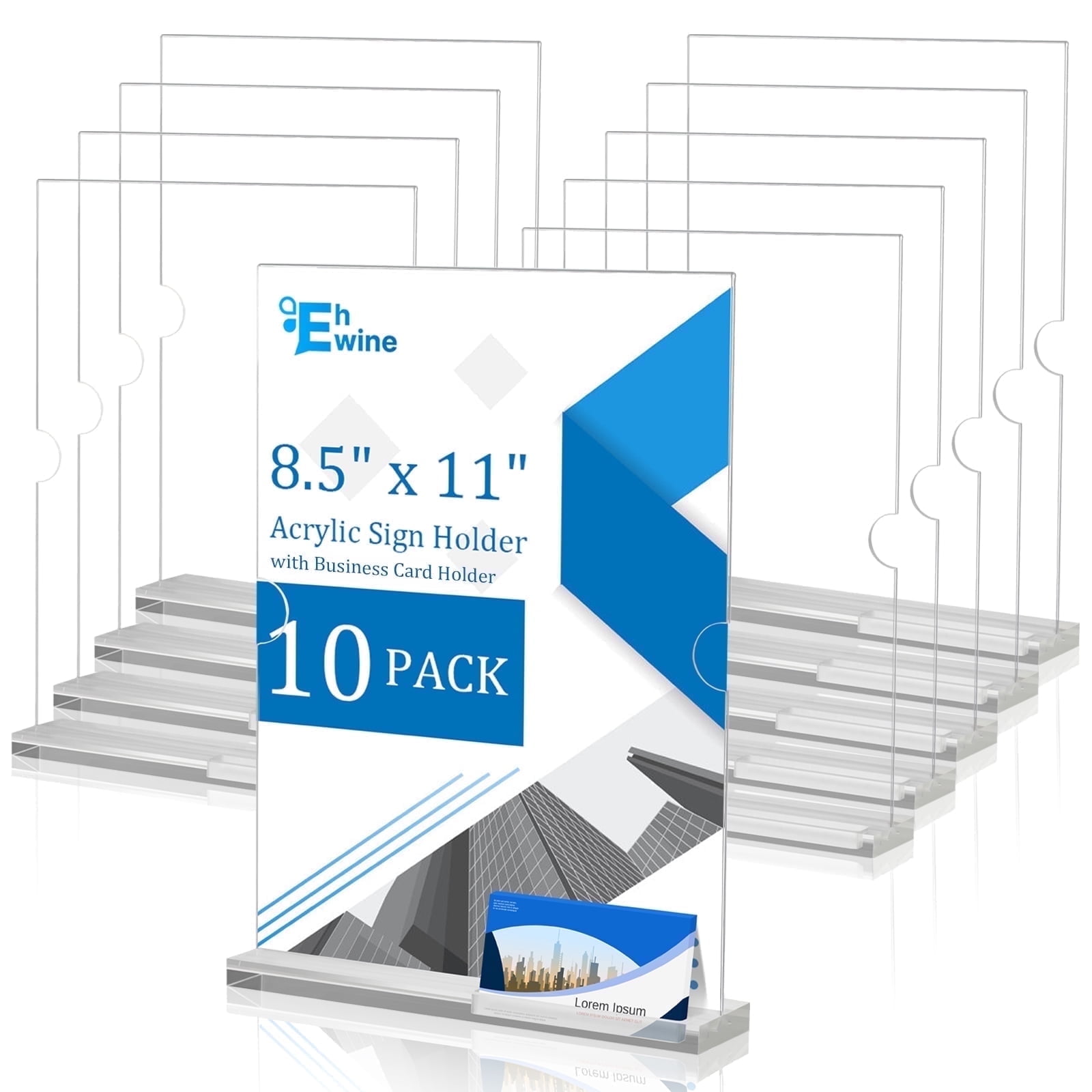 EHWINE 10 Pack Acrylic Sign Holder 8.5 x 11, Clear Double-Sided Plastic ...