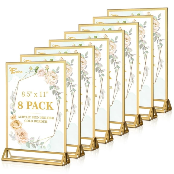 Acrylic Sign Holders 4x6 in Gold, 6 Pack Picture Frame Table Number ...