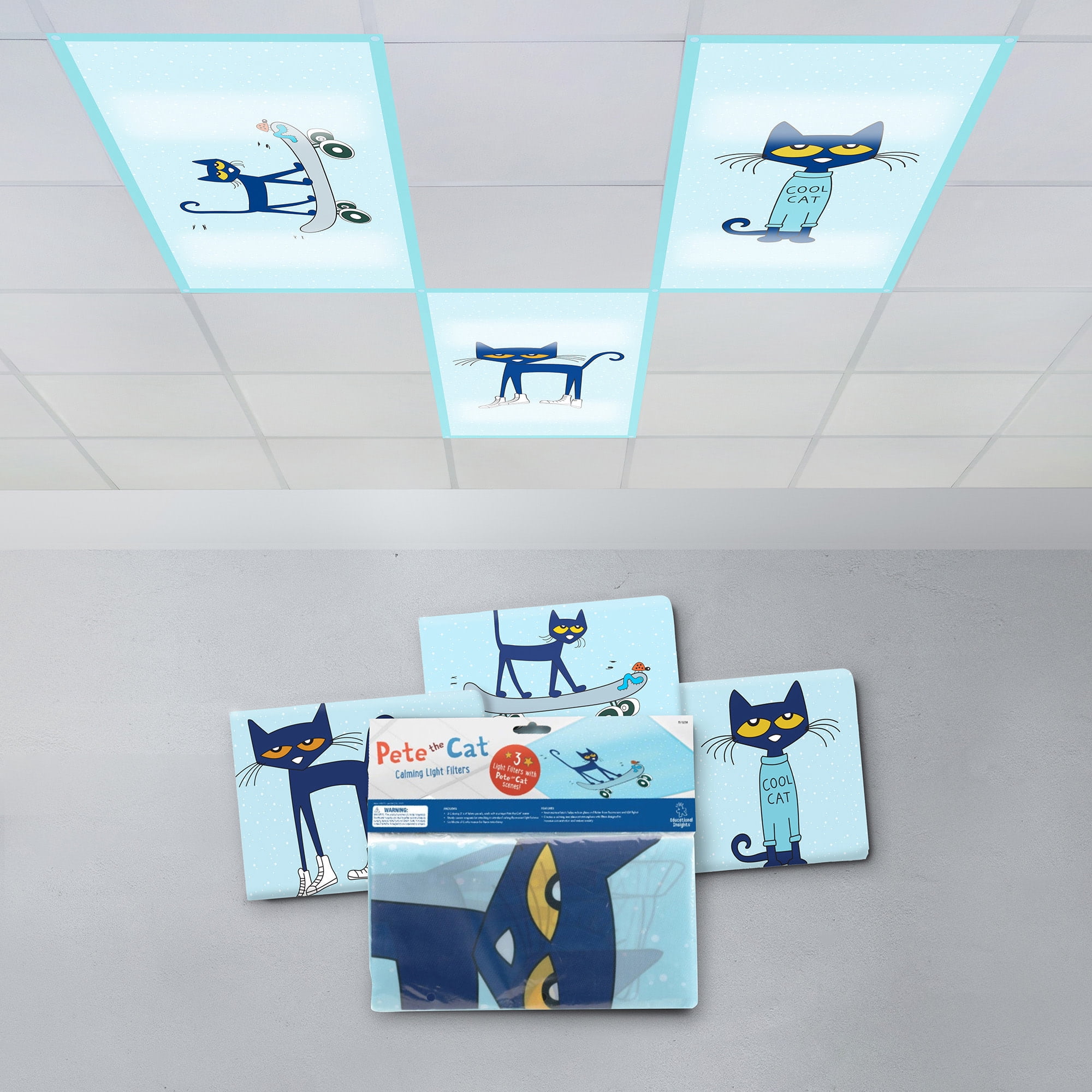 Educational Insights Fluorescent Light Covers 3-Pack Pete the Cat ...