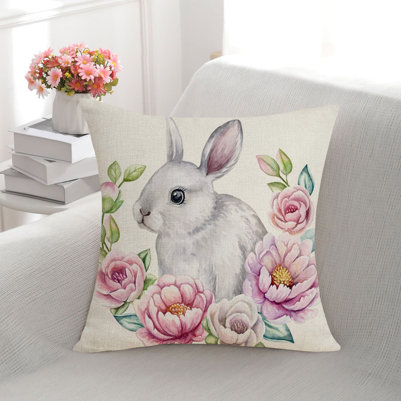 EIALIVE Easter Bunny Pillow Cover European Cushion For Home Linen ...