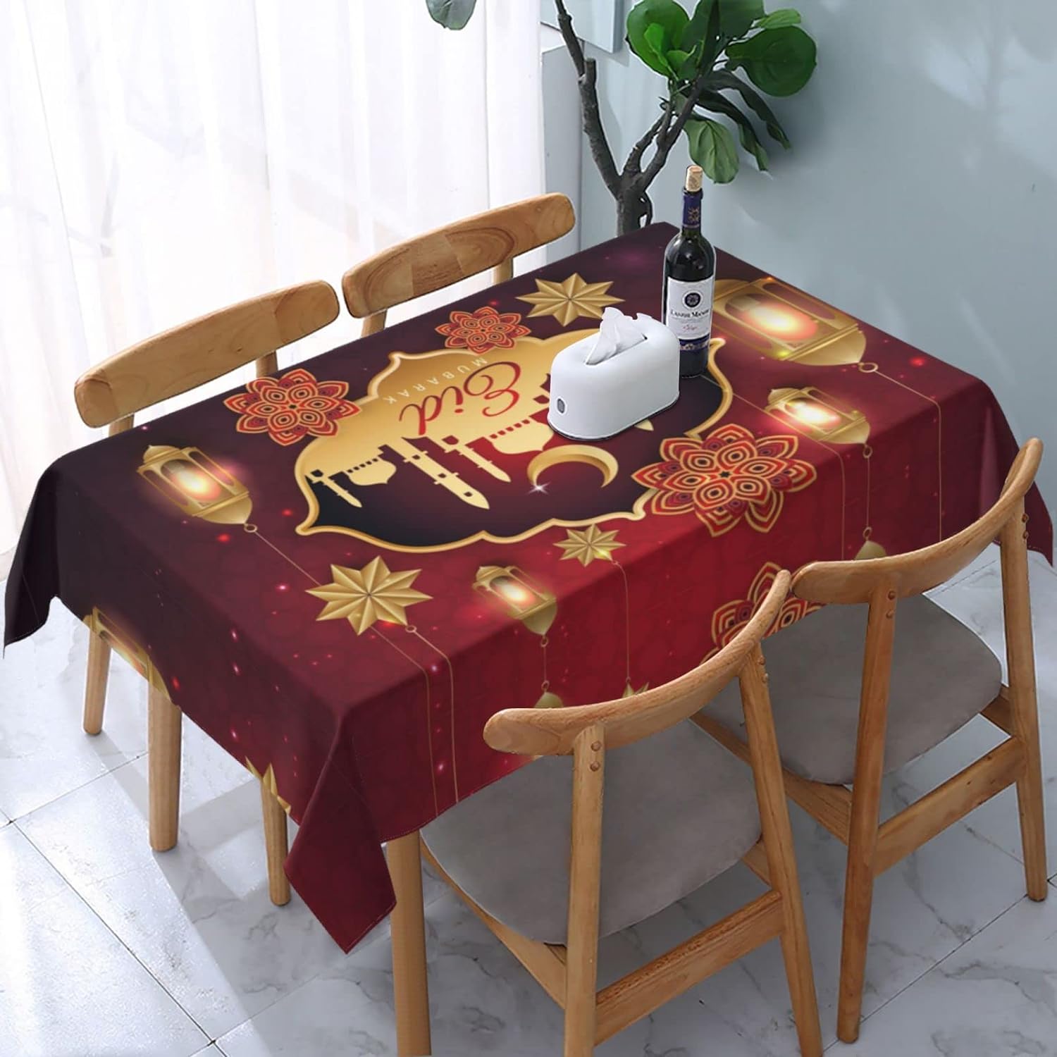 EID Mubarak Waterproof Tablecloth Ramadan rations 2024 Islamic Muslim ...