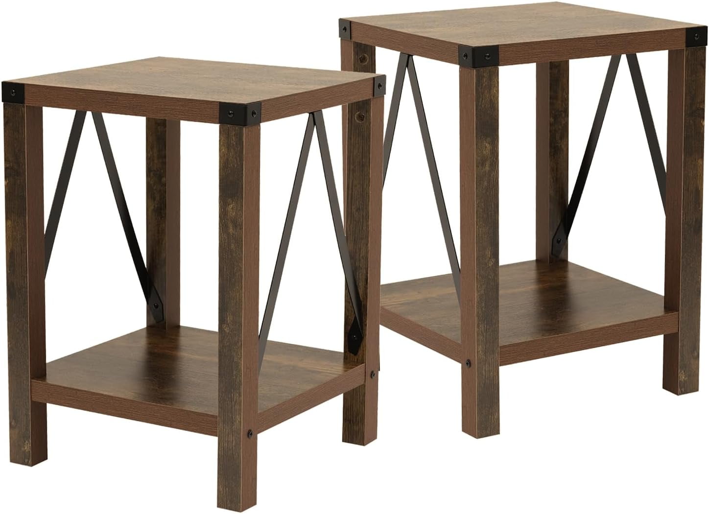 EIGHTNINE 22'' End Table with 2-Tier Storage Shelf, Square Side Table for Small Spaces, Couch ...