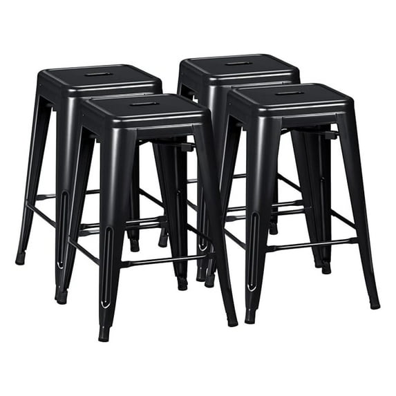 EIGHTNINE 24 Inches High Backless Black Metal Indoor-Outdoor Counter ...