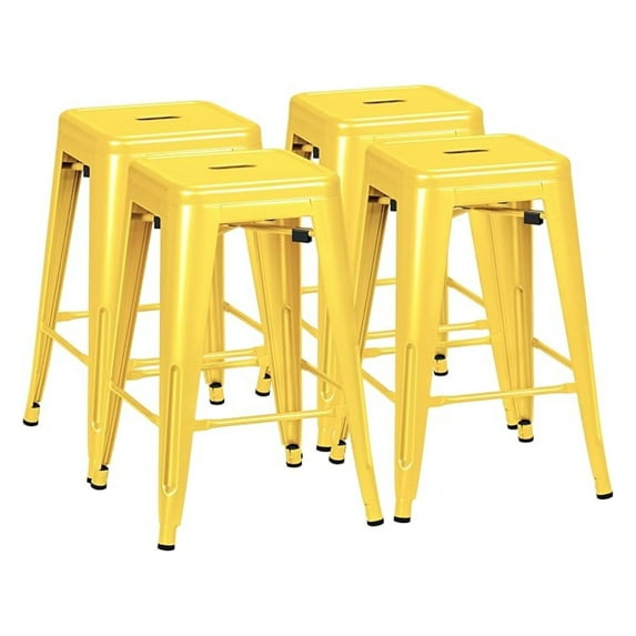 EIGHTNINE 24 Inches Metal Bar Stools Counter Height High Backless ...