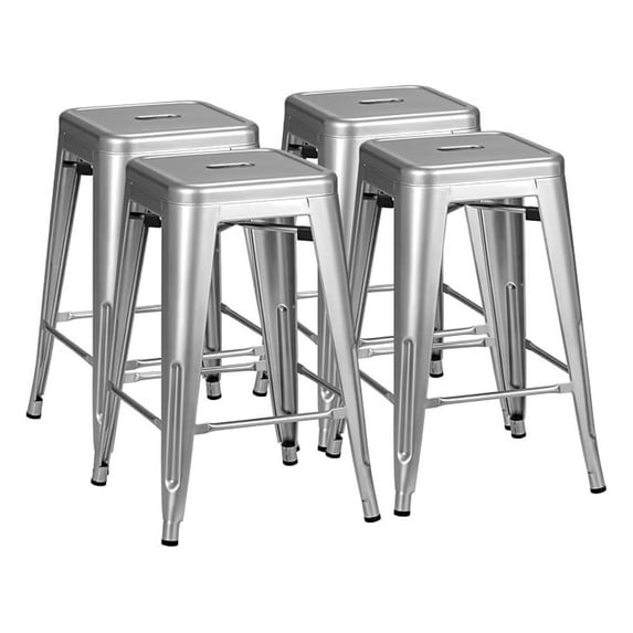 EIGHTNINE 24 Inches Metal Bar Stools High Backless Indoor-Outdoor ...