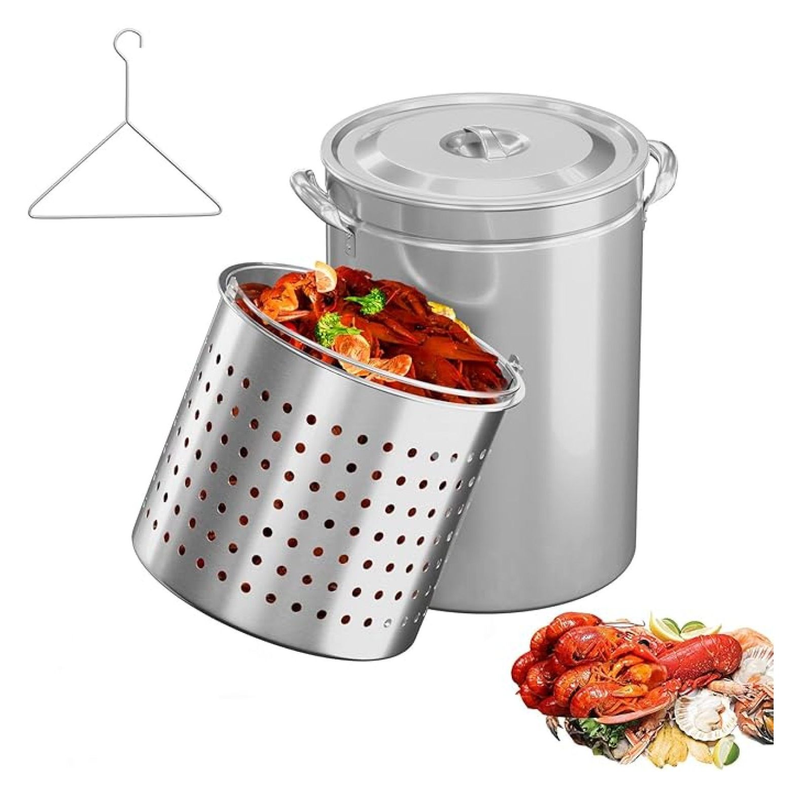 EIGHTNINE 44QT Turkey Fryer Pot with Steamer Basket, Lid & Lifting Hook ...