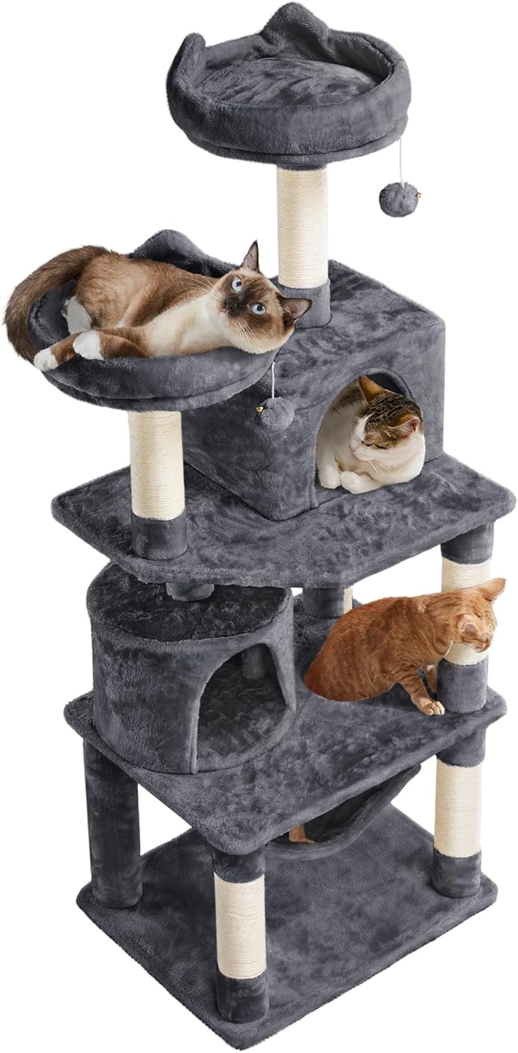 EIGHTNINE 62.2 inches Cat Tree with Double Condos, Scratching Posts ...