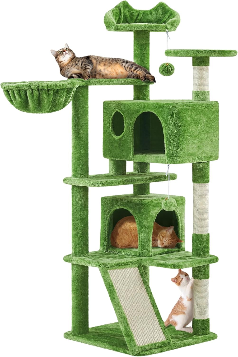 EIGHTNINE Cat Tree, 57in Cat Tree Tower for Indoor Cats with Basket Top ...