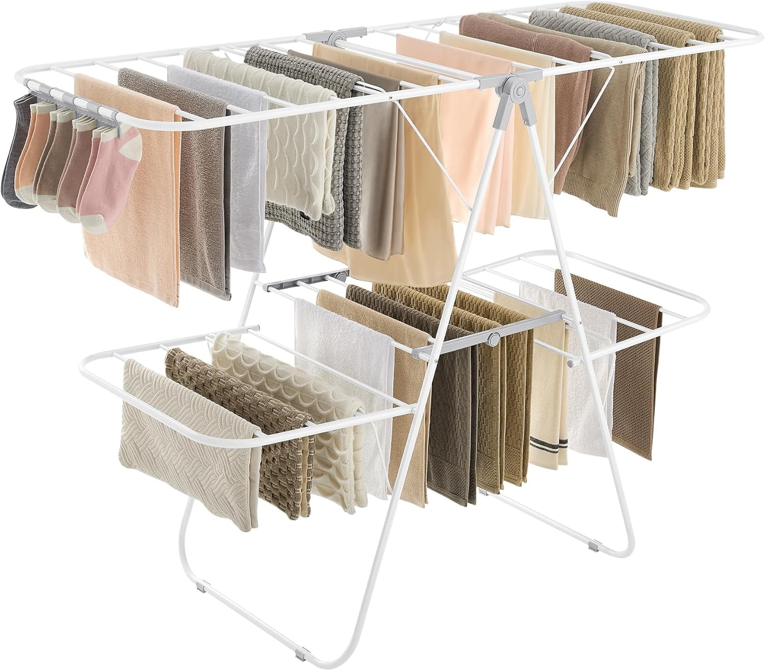 EIGHTNINE Clothes Drying Rack, Foldable 2-Level Laundry Drying Rack ...