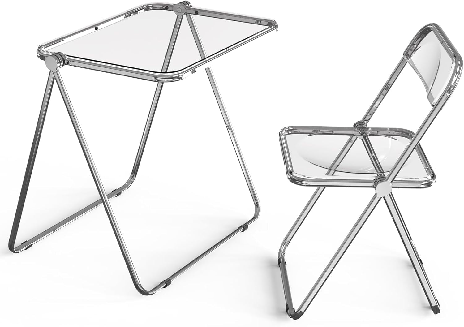 EIGHTNINE Folding Acrylic Table and Chair Set Small TV Tray for Snack ...