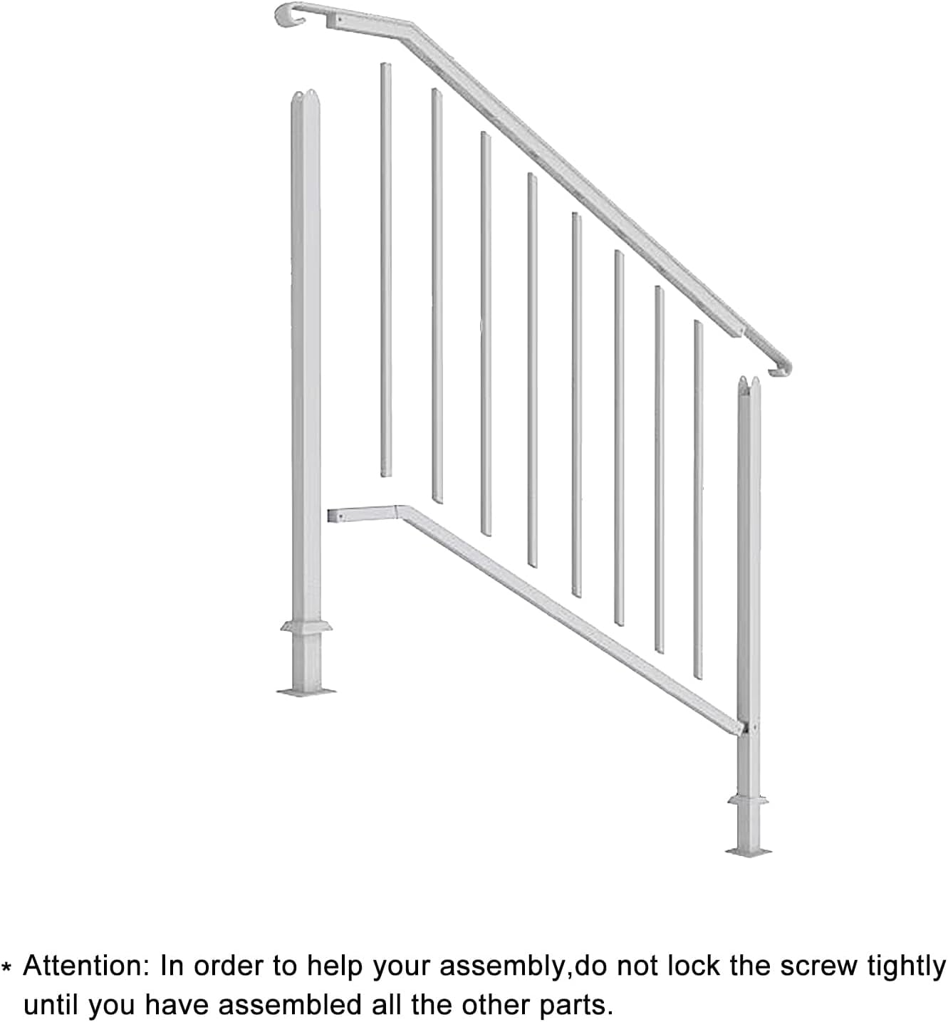 EIGHTNINE Handrails for Outdoor Steps, Wrought Iron Handrail Fits 3 or ...