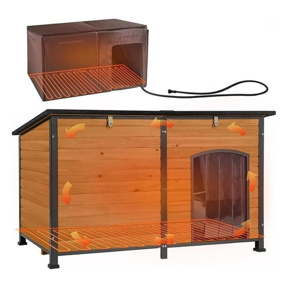 EIGHTNINE Heated Dog House Outdoor 59" Extra Large Insulated Dog Kennel ...