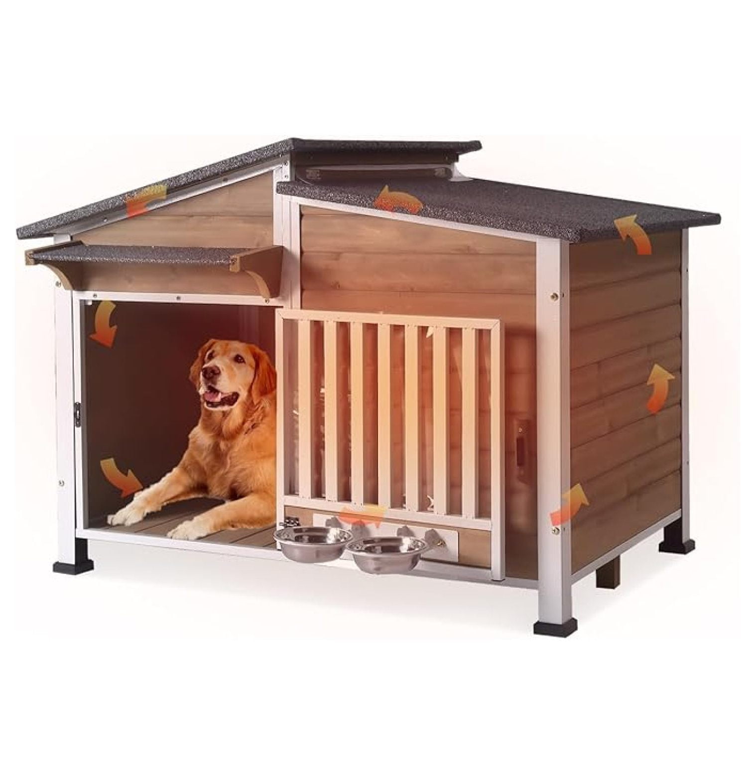EIGHTNINE Large Insulated Dog House Outdoor Weatherproof Dog Kennel ...