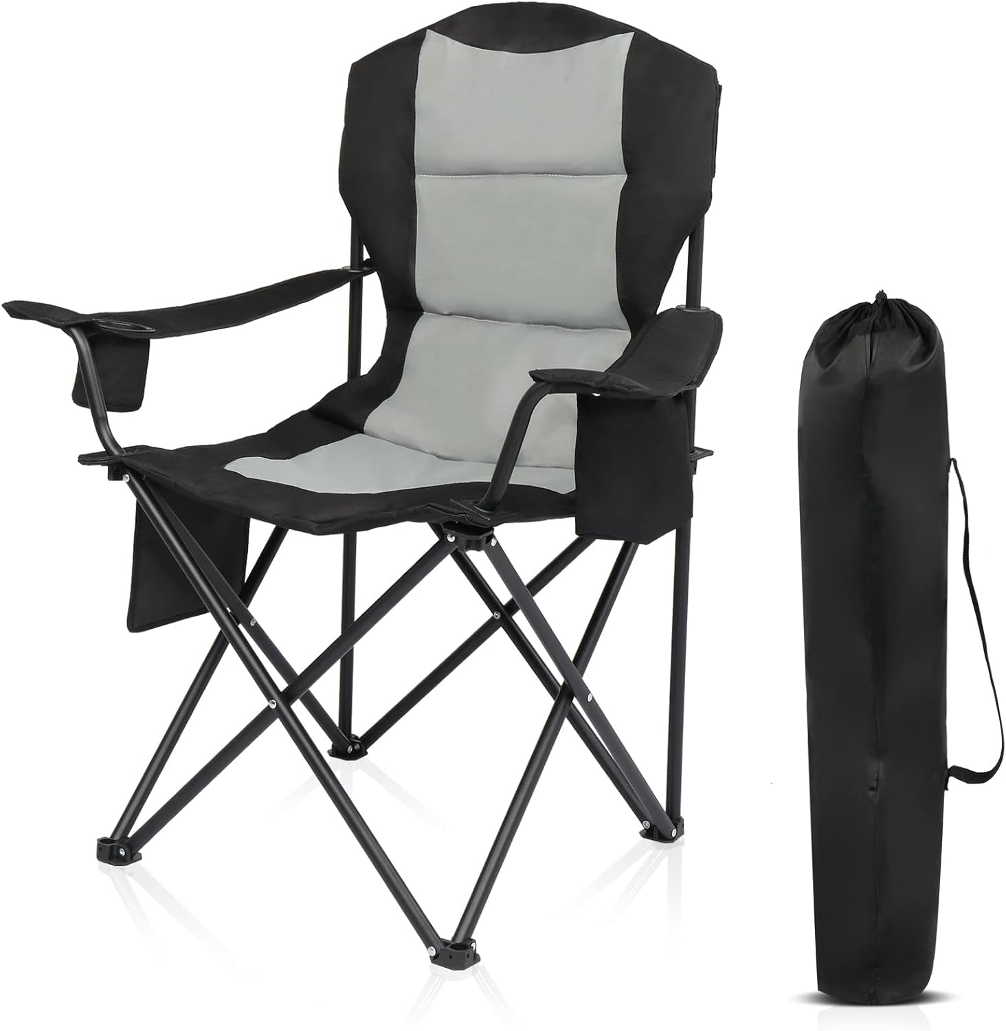 EIGHTNINE Outdoor Padded Camping Chair with Cooler, Cup Holder, Side ...