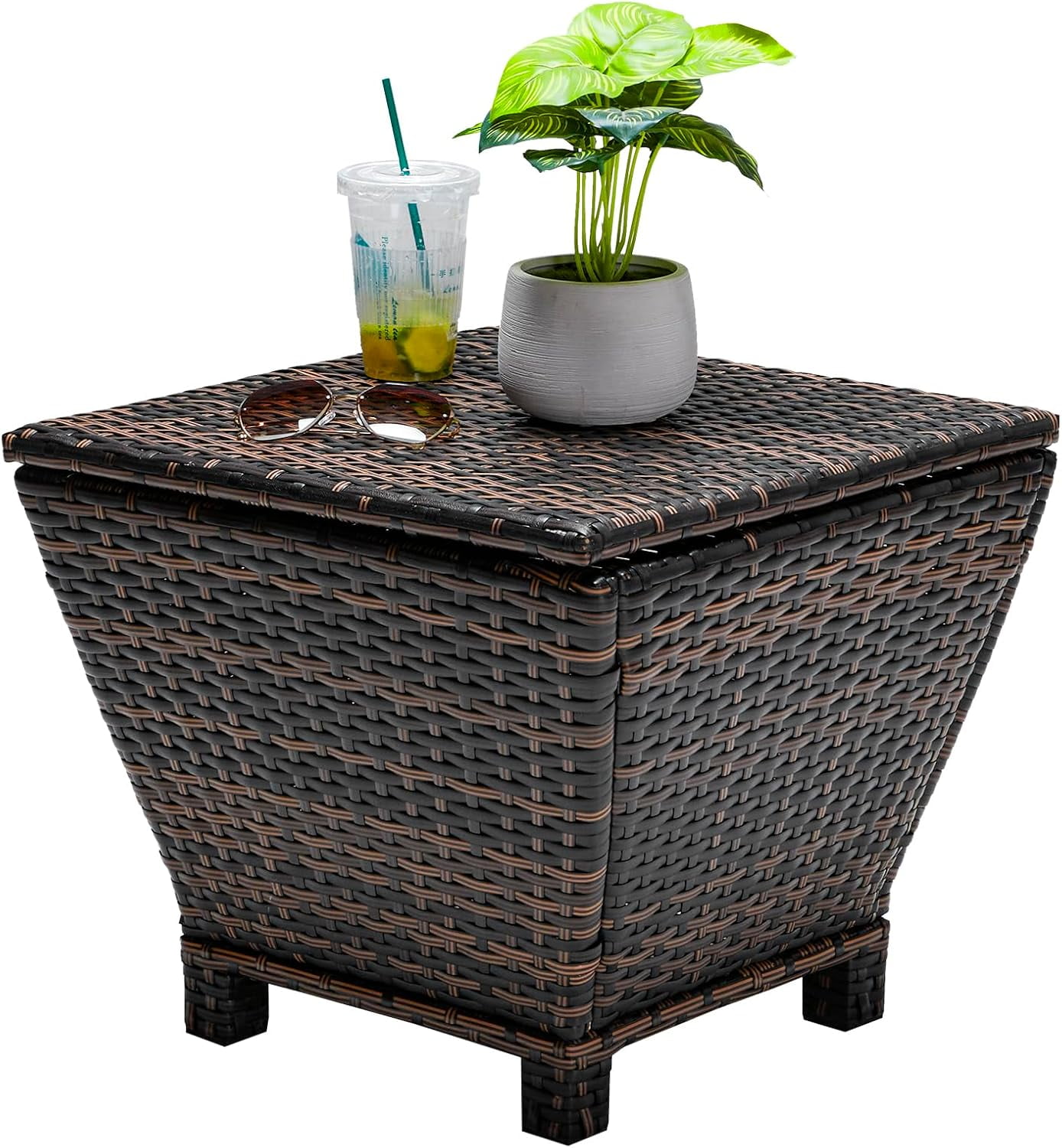 EIGHTNINE Outdoor Side Table with Storage, 13-Gallon Patio Deck Box ...