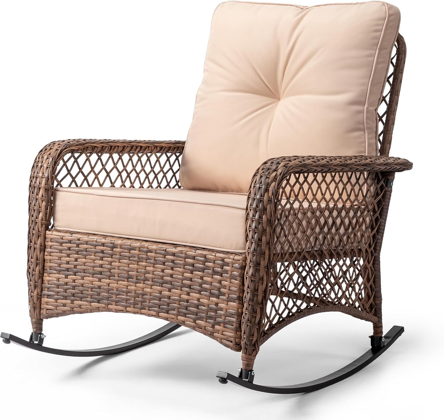 EIGHTNINE Outdoor Wicker Rocking Chair, Patio Rattan Rocker Chair w ...
