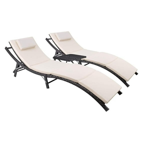 EIGHTNINE Patio Chaise Lounge Sets Outdoor Rattan Adjustable Back 3 ...