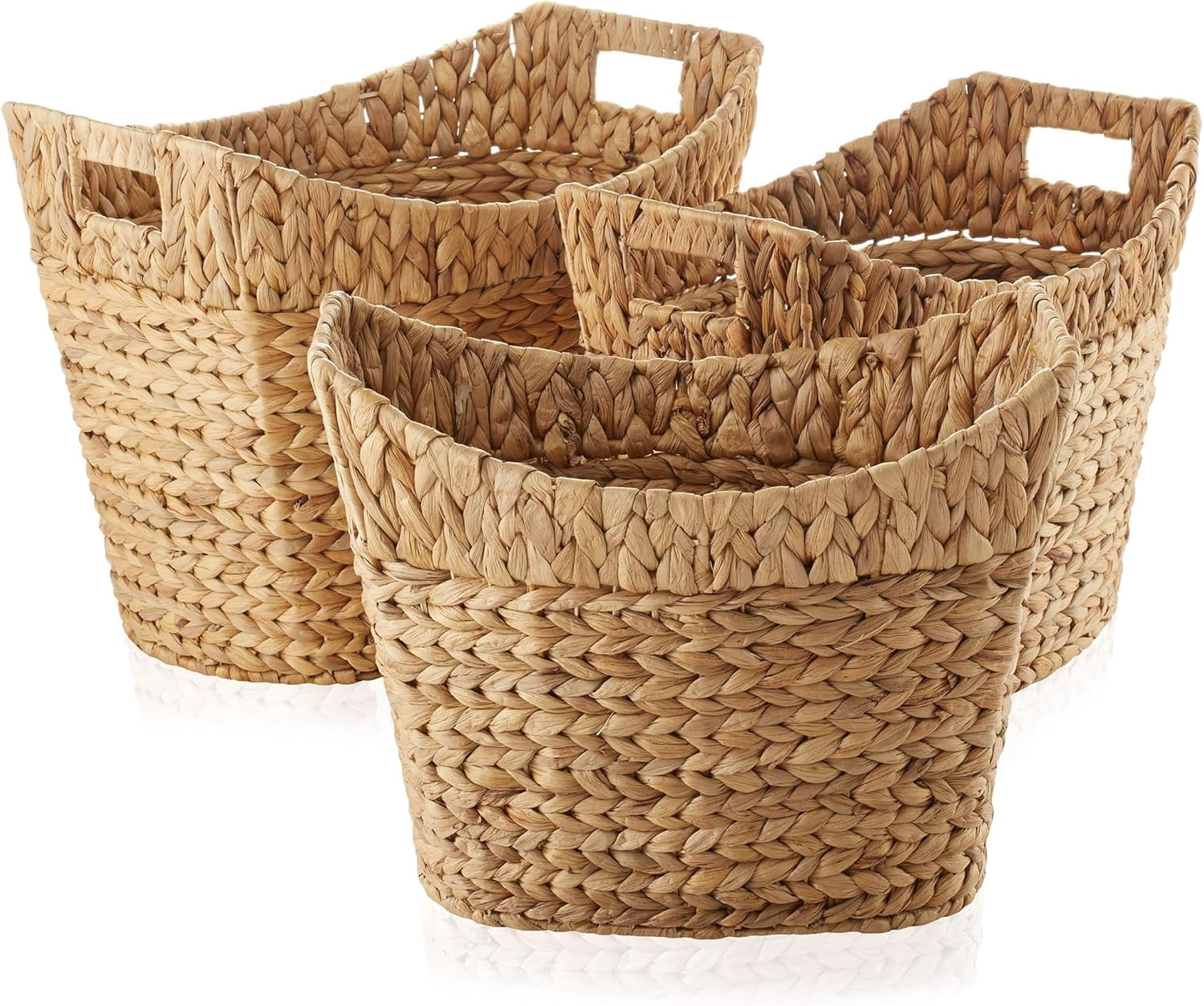 EIGHTNINE Set of 3 Stackable Oval Laundry Baskets with Handles ...