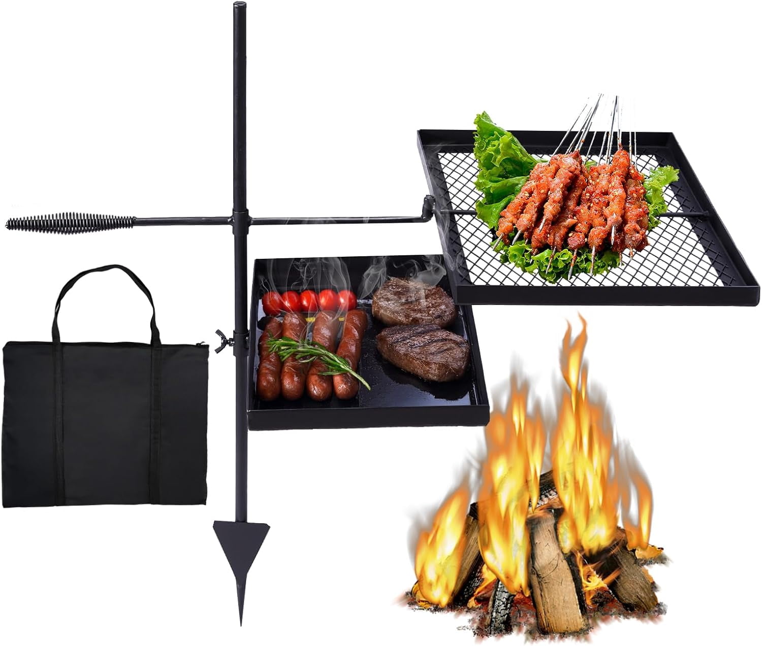 EIGHTNINE Swivel Campfire Grill Skillet Combo, Portable Heavy Duty ...