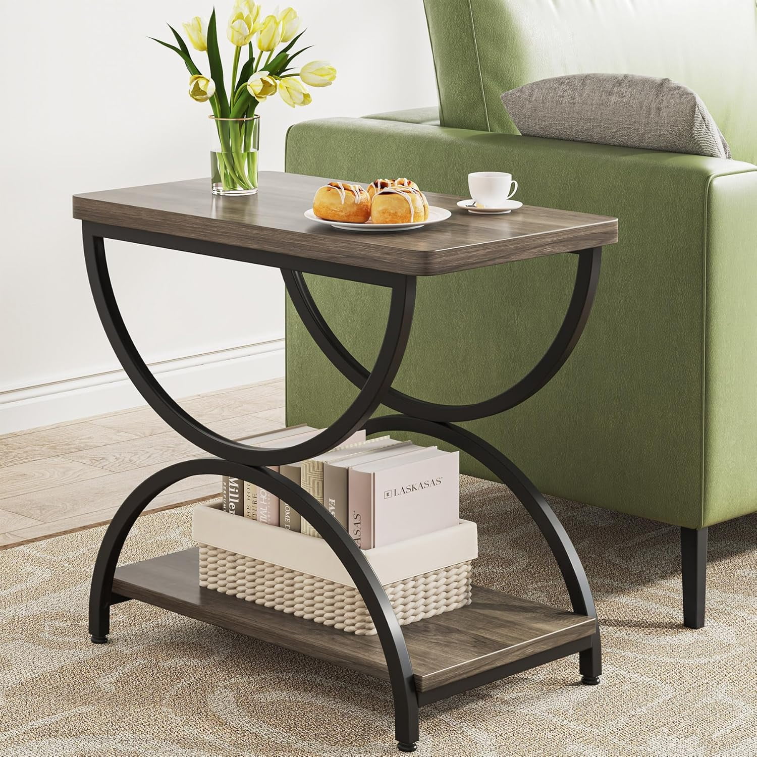 EIGHTNINE Tribesigns 2-Tier End Side Table with Stylish Metal Frame ...