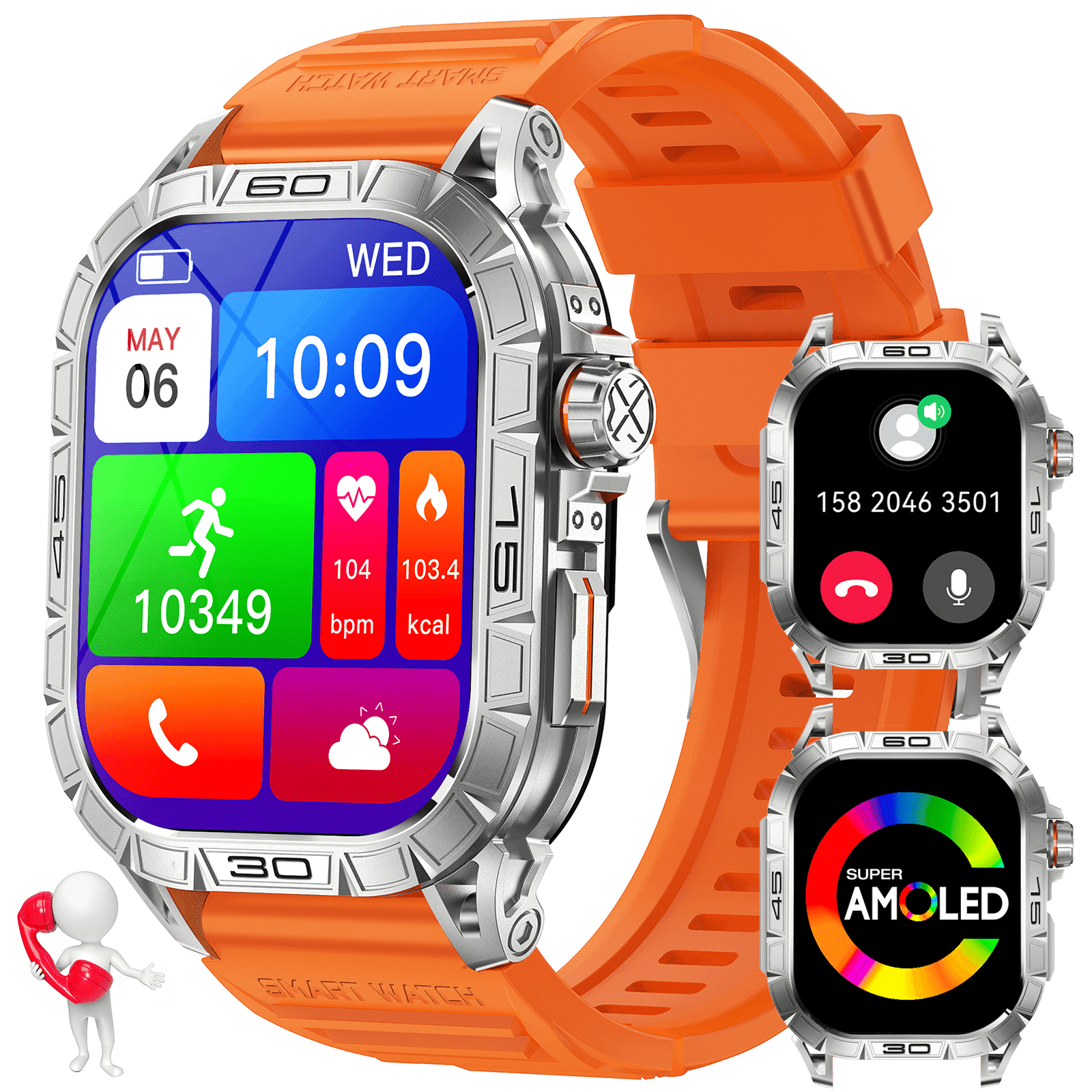 EIGIIS Military Smart Watch for Men Answer Make Calls Message ...