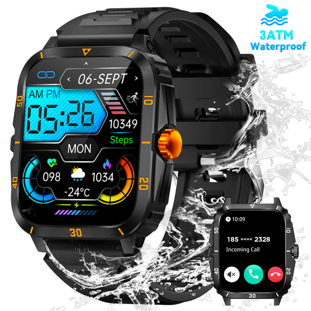EIGIIS Military Smart Watches for Men, 3ATM Waterproof Outdoor Tactical ...