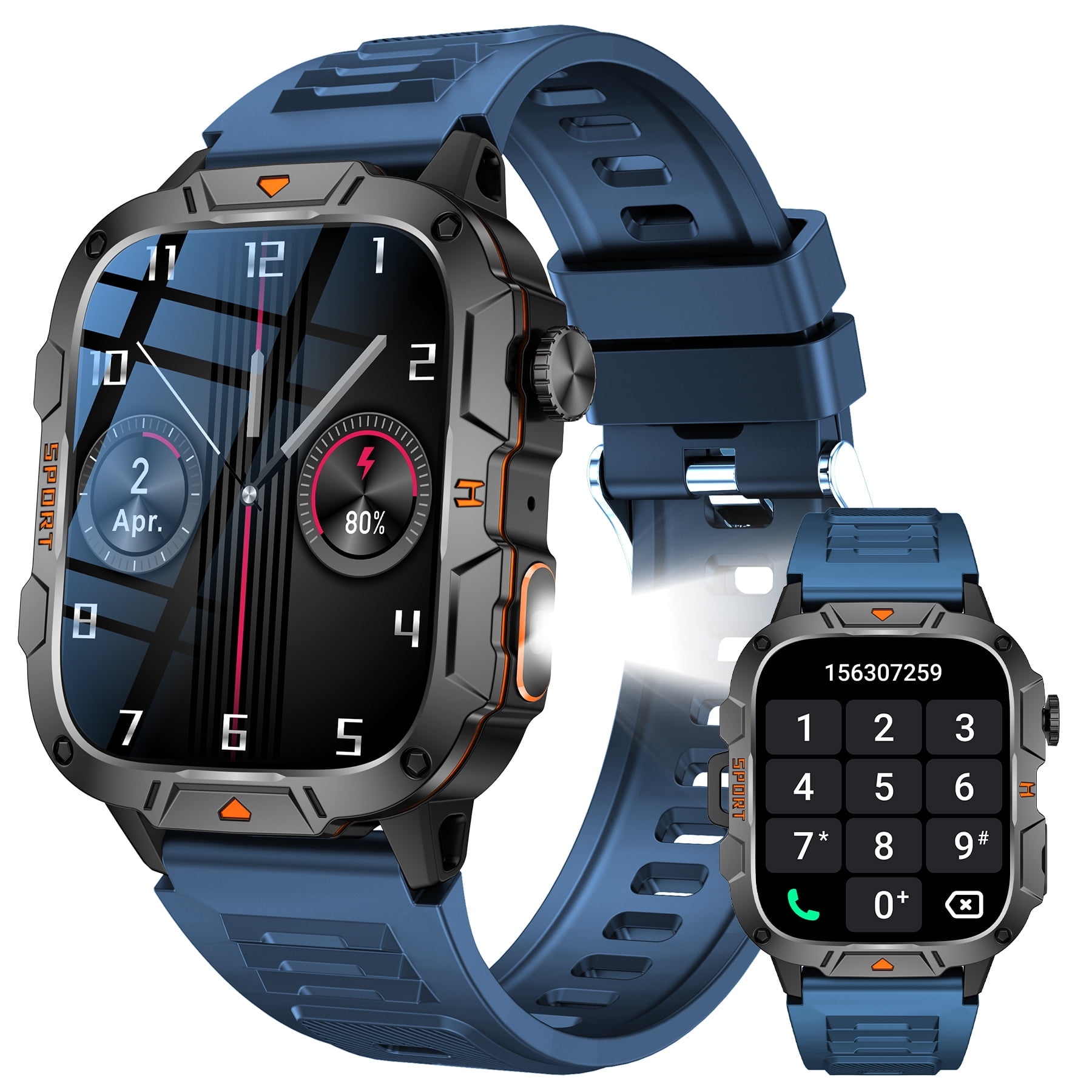 EIGIIS QX12 1.96'' HD Big Screen Smart Watch for Men with LED ...