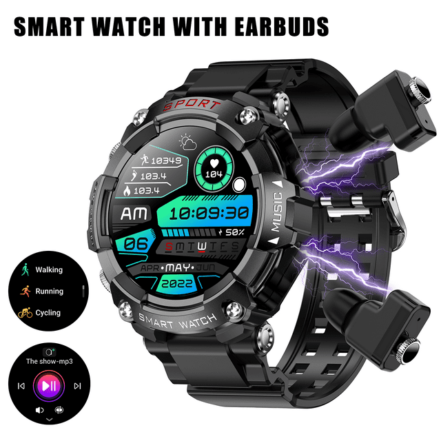 EIGIIS 3-in-1 Smart Watch with Wireless Earbuds, Bluetooth Headset ...