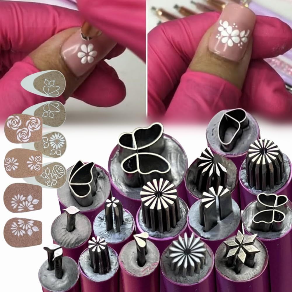 EIGTHTAIL 15pcs Nail Art Stamp Pen Set DIY Flower Pattern Manicure ...