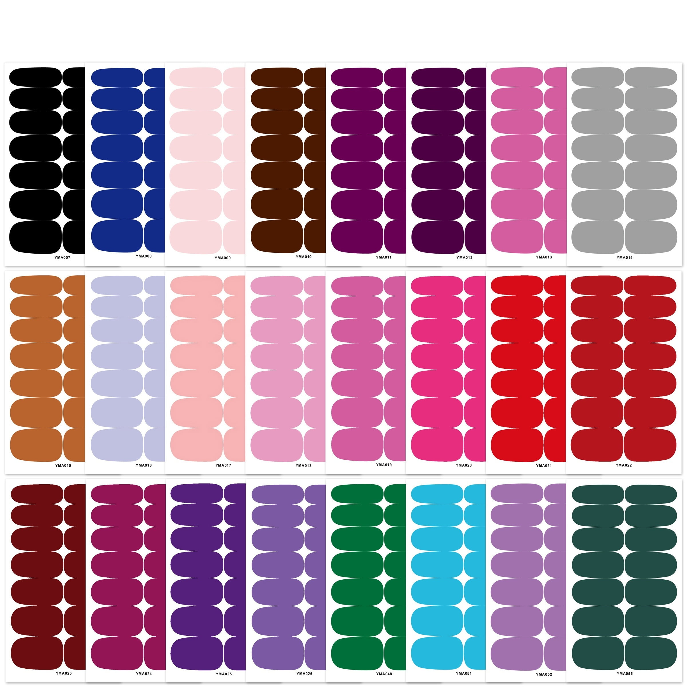 EIGTHTAIL 24 Sheet Solid Color Full Wrap Nail Polish Stickers Nail ...