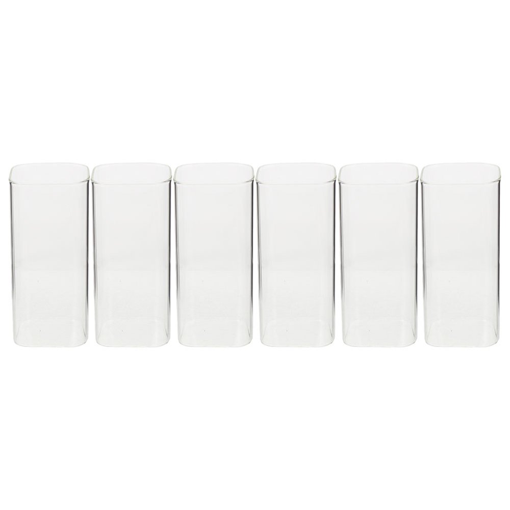 EIGTHTAIL 6pcs Drinking Glasses Square Glass Cups Modern Bar Glassware ...