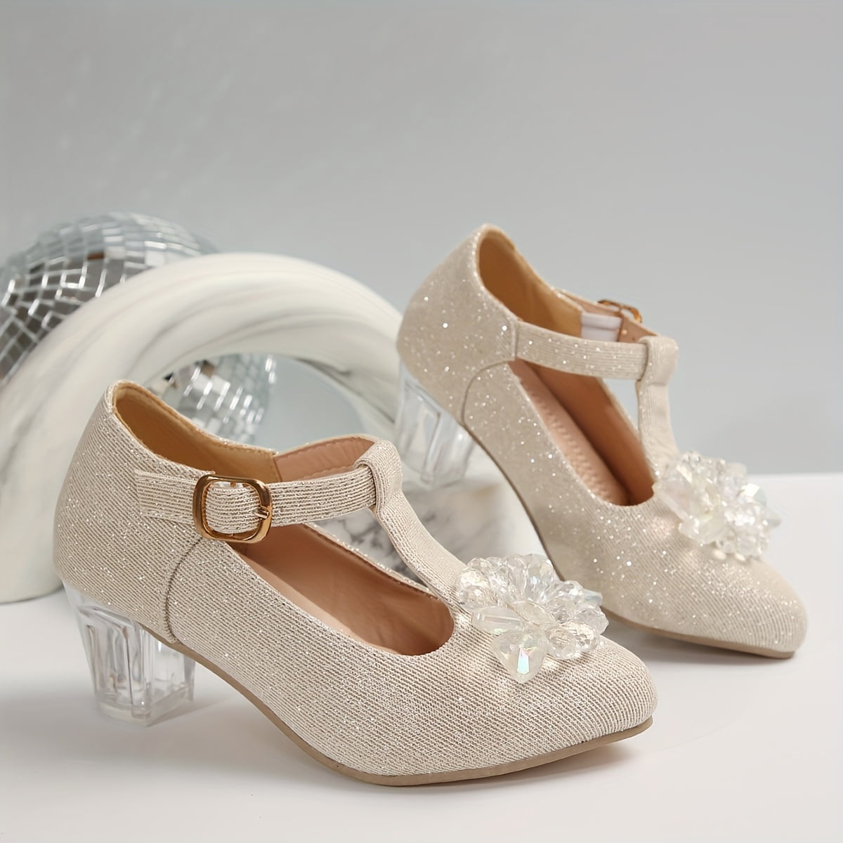 EIGTHTAIL Girls‘ Sparkling Crystal Mid-Heel Dance Princess Shoes with ...