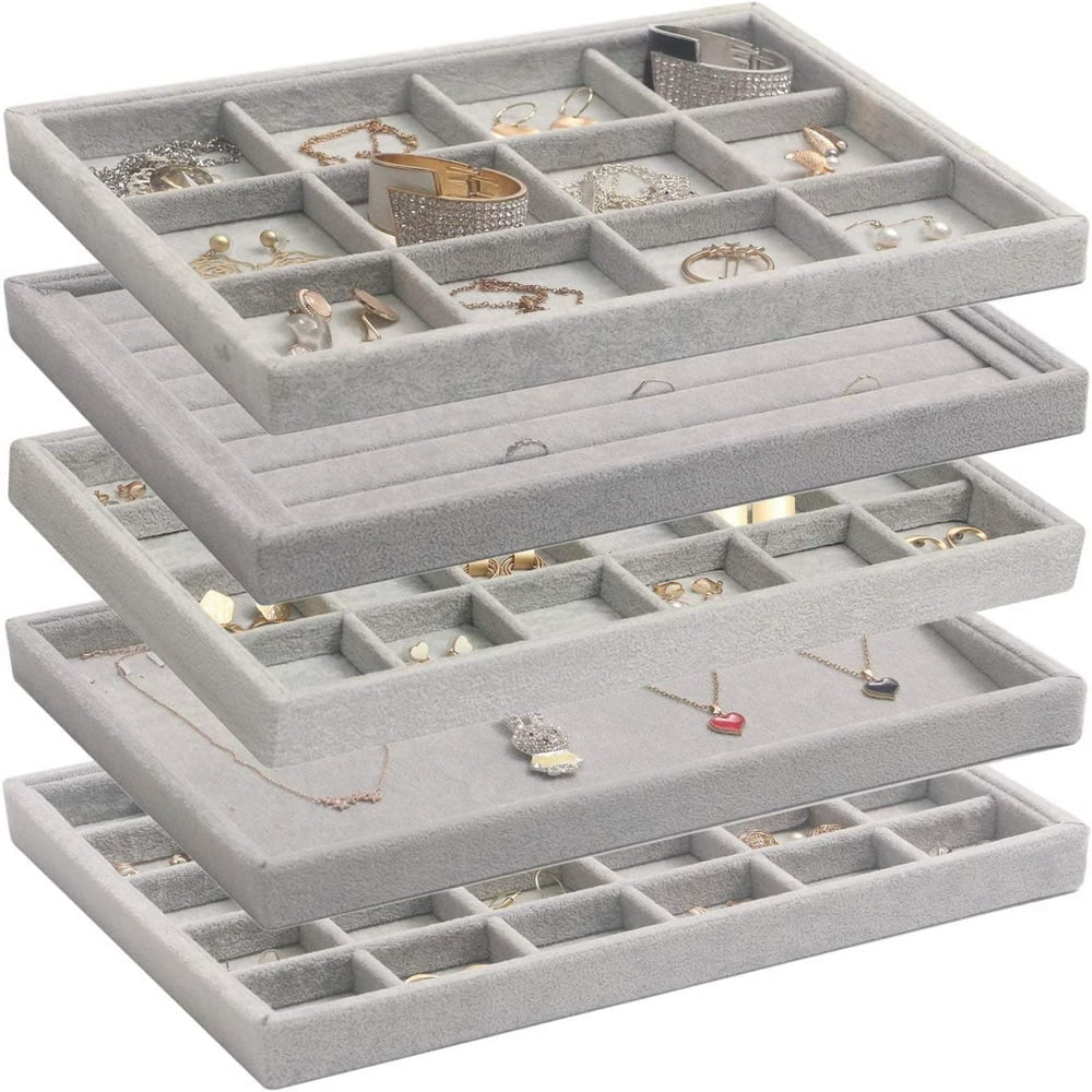EIGTHTAIL Stackable Jewelry Trays Closet Dresser Drawer Organizer for ...