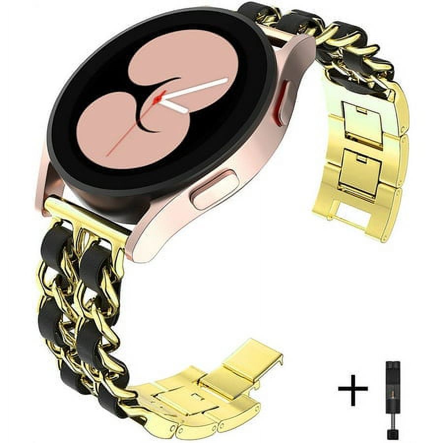 EIHAIHIS 20mm Metal Double cowboy chain Interwoven Leather Watch Bands ...