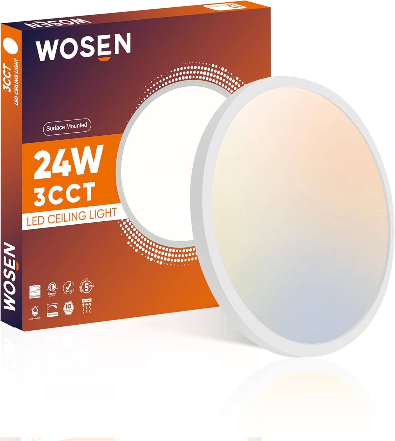 EIKODO-1 Pack 12 Inch LED Flush Mount Ceiling Light, 24W 2400LM Ultra ...