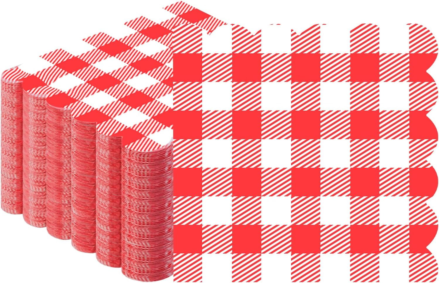EIKODO-100 Pcs Red Gingham Napkins, Disposable Red Napkins Scalloped ...