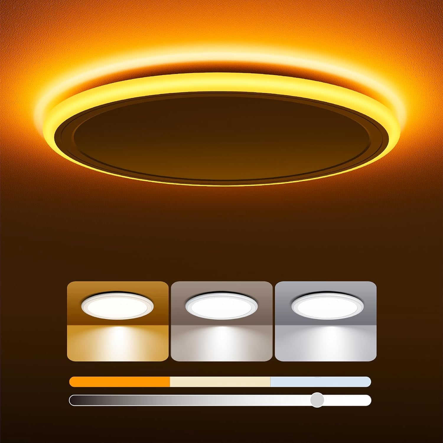 EIKODO-13 Inch Dimmable LED Flush Mount Ceiling Light with Night Light ...