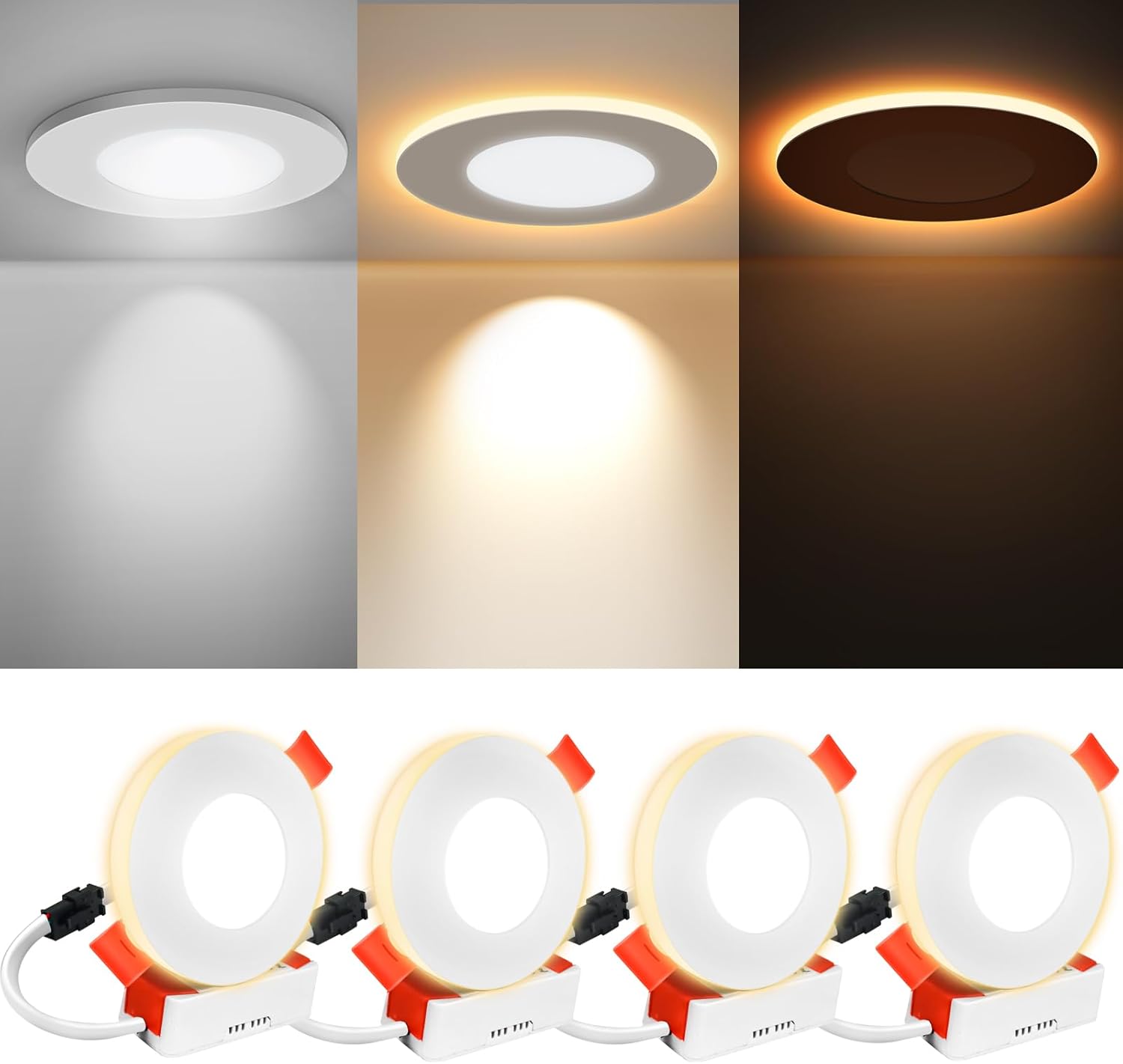 EIKODO-2.5 Inch LED Recessed Lighting with Night Light, Ultra-Thin 3W ...