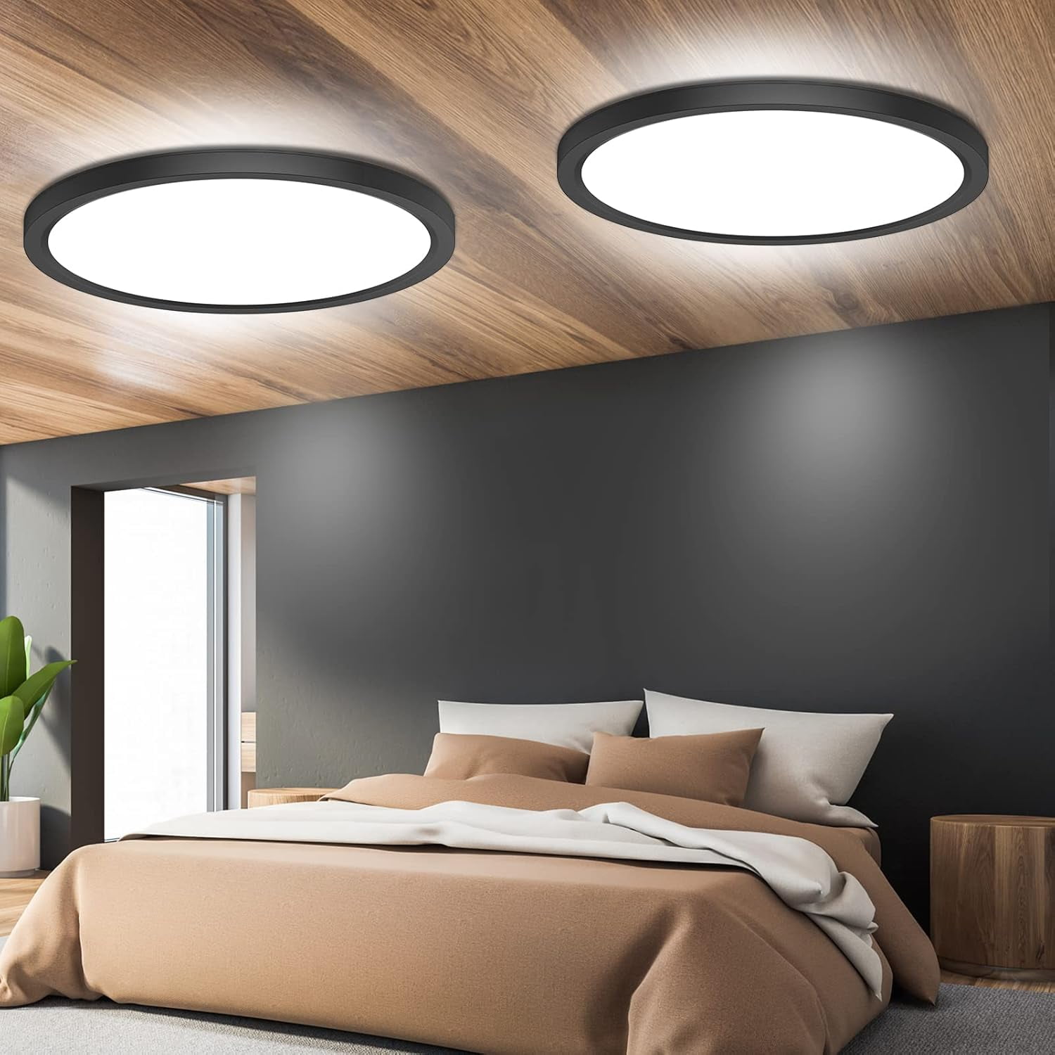 EIKODO-2 Pack 12 inch LED Flush Mount Ceiling Light Fixture, Day White ...