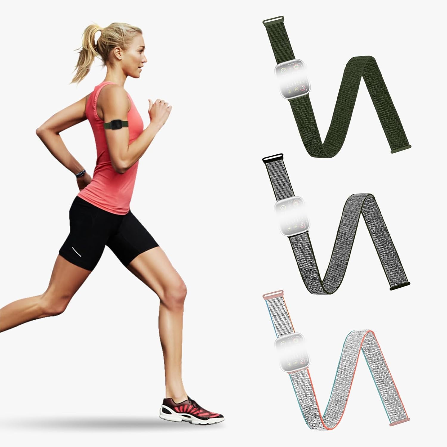 EIKODO-3 Pack Nylon Sport Ankle/Arm Bands Compatibel with Apple Watch ...