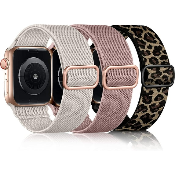 EIKODO-3 Pack Stretchy Nylon Band Compatible with Apple Watch 46mm 45mm ...
