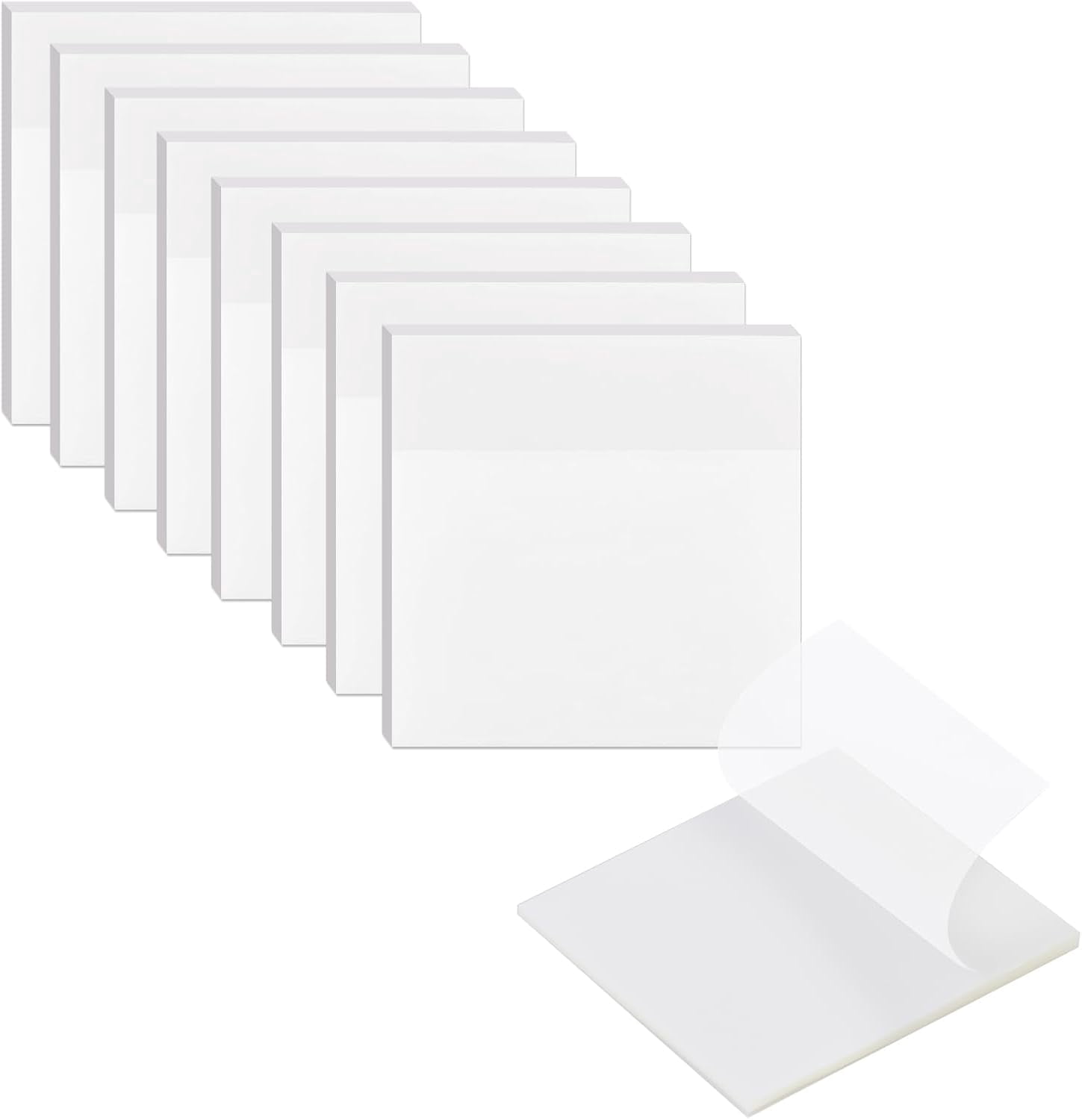EIKODO-400 Sheets Transparent Sticky Notes, 3x3 inch 8 Pads Clear ...